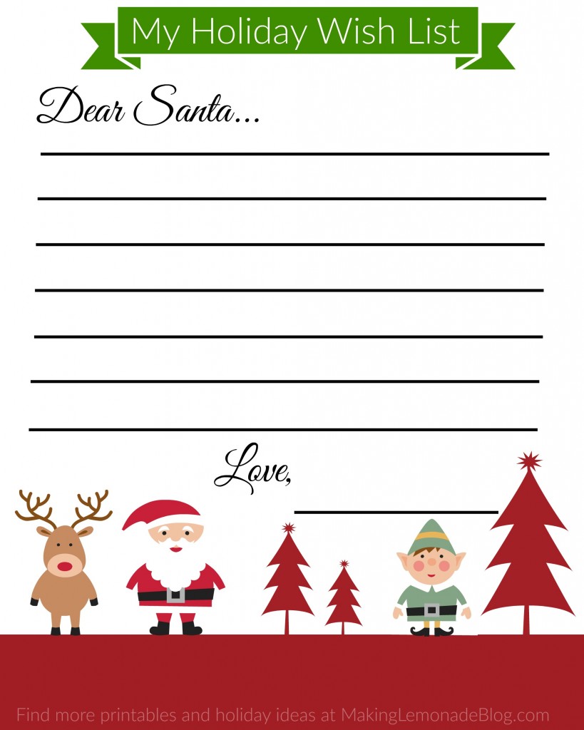 Free Printable Holiday Wish List For Kids Making Lemonade Free Printable Holiday Wish List For Kids Making Lemonade