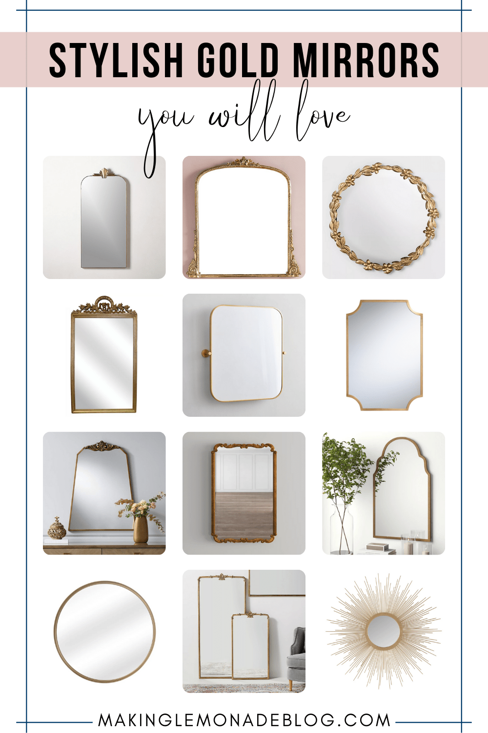25 Stylish Gold Mirrors You Will Love - Making Lemonade