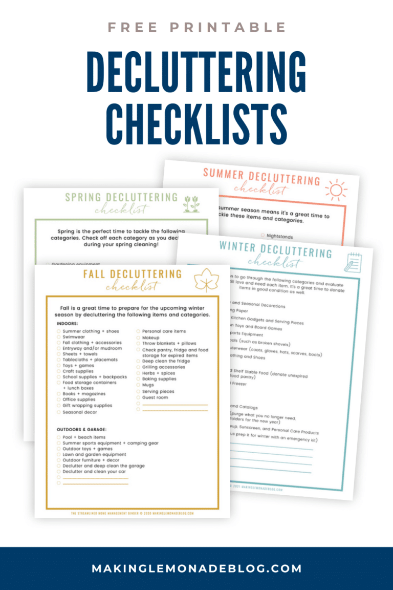 Free Printable Decluttering Checklists By Season - Making Lemonade